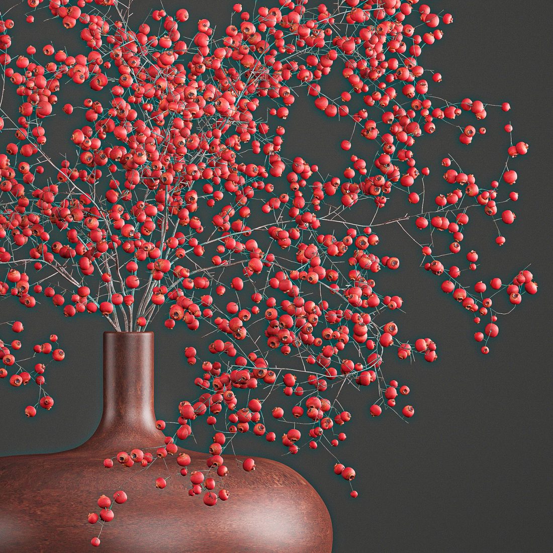 Bouquet Of Branches With Red Berries 97 - 3D Model for VRay