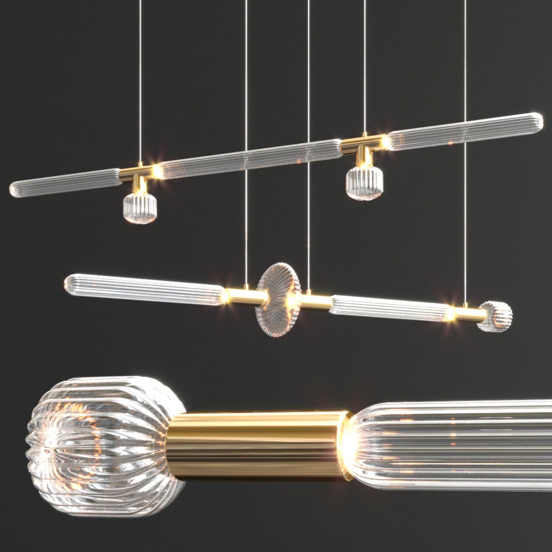 Cipher Multi Pendant Collection By Lasvit - 3D Model for VRay