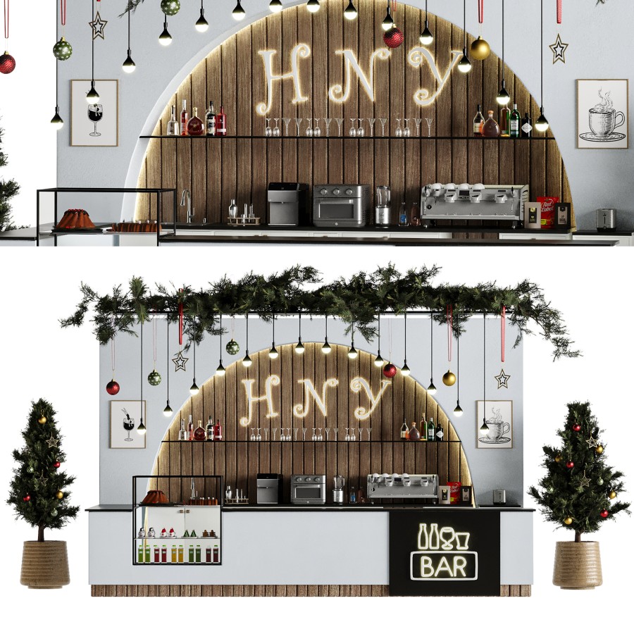 Bar 13 (christmas Bar) - 3D Model for VRay, Corona