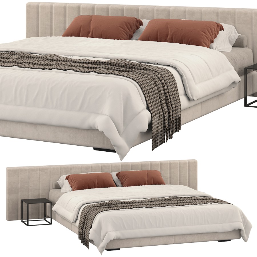 Rh Modena Panel Bed - 3D Model for VRay, Corona