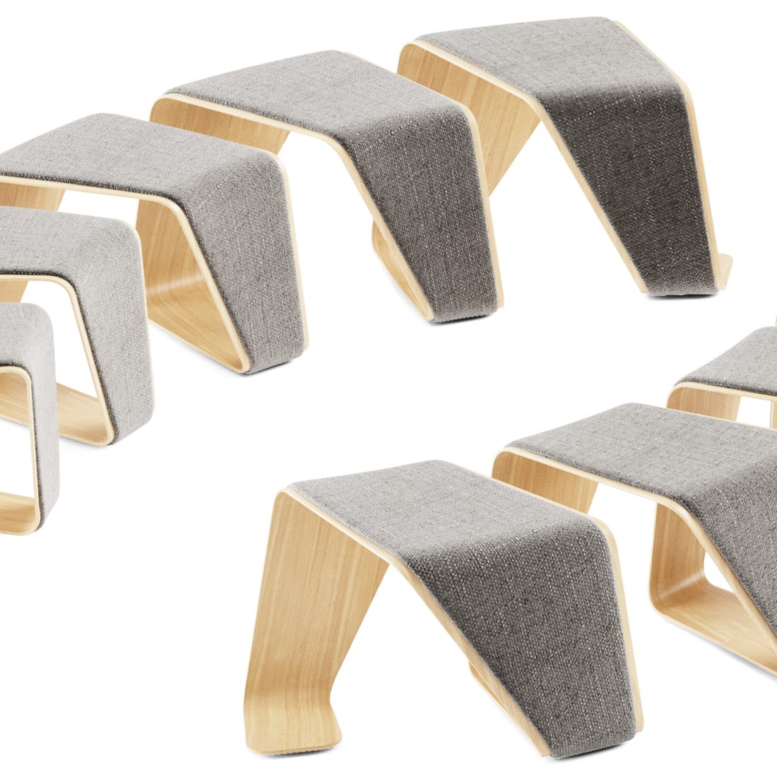 Dna Wood Bench Curved 5 And 10 Seater By True Desi - 3D Model for Corona
