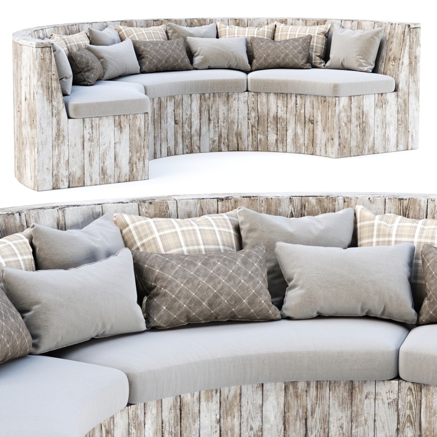 Eric Wooden Round Restaurant Sofa Sd19 By Bpoint - 3D Model for Corona