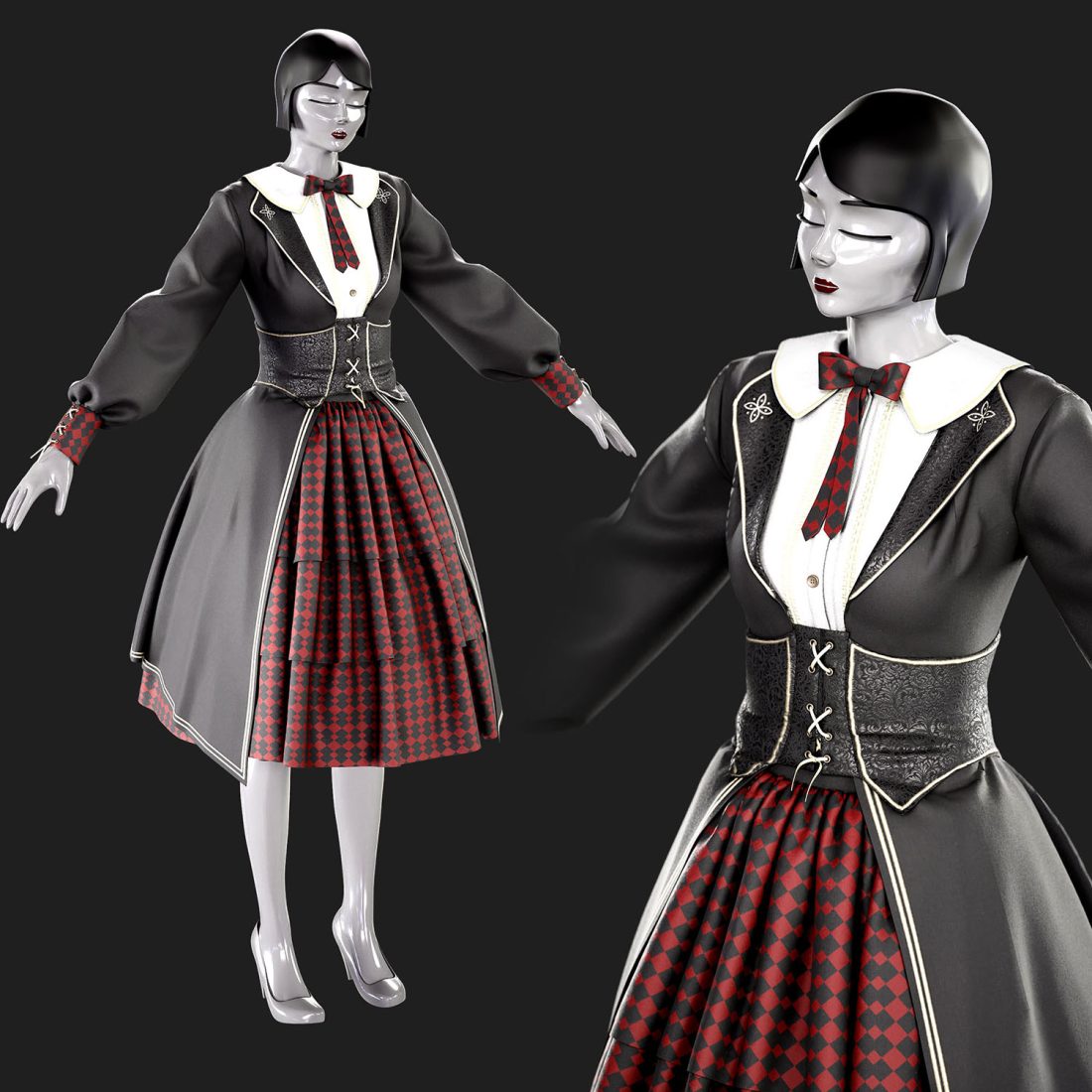 Gothic Dress 3D Model for VRay, Corona | CGMood