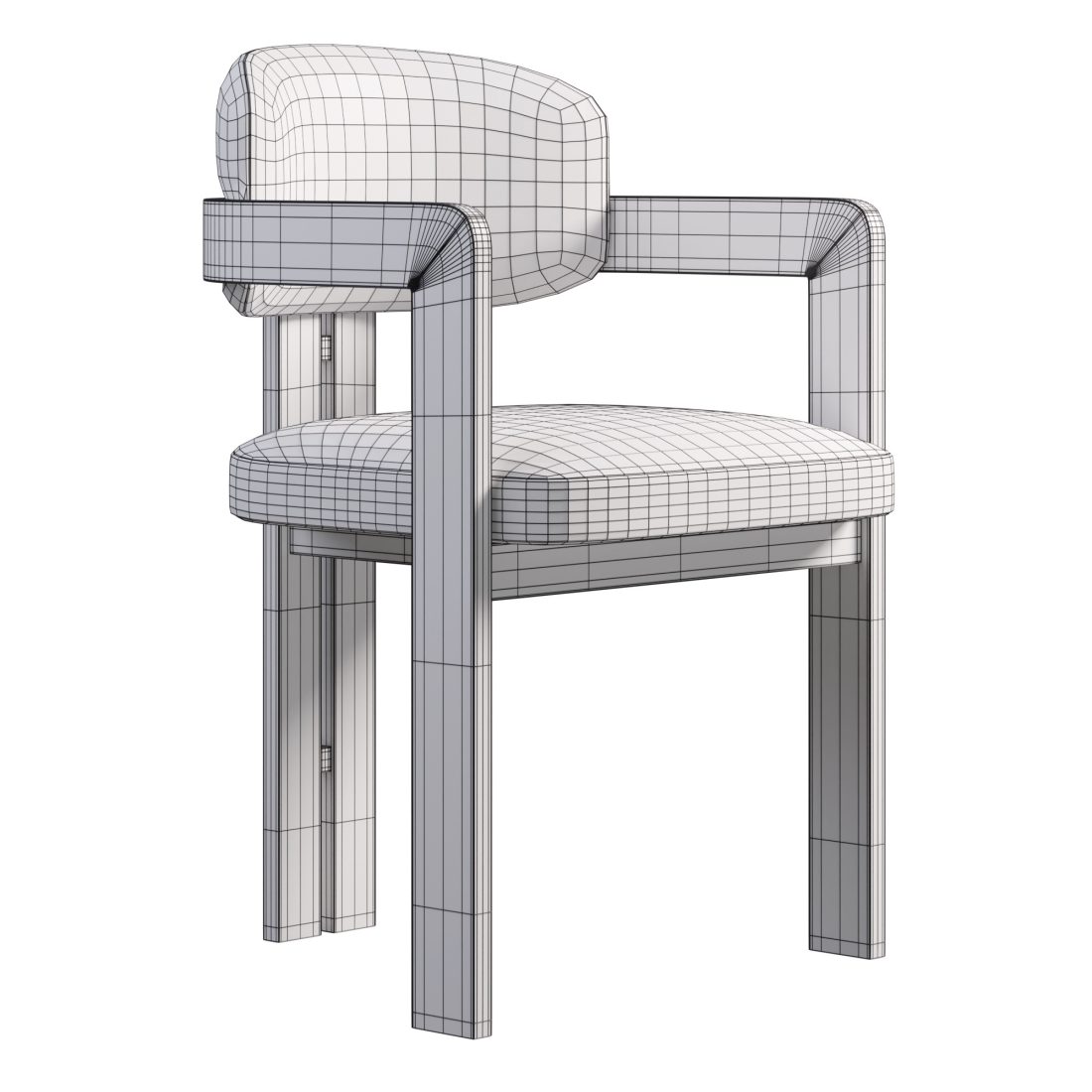 Curved Walnut Chair - 3D Model for