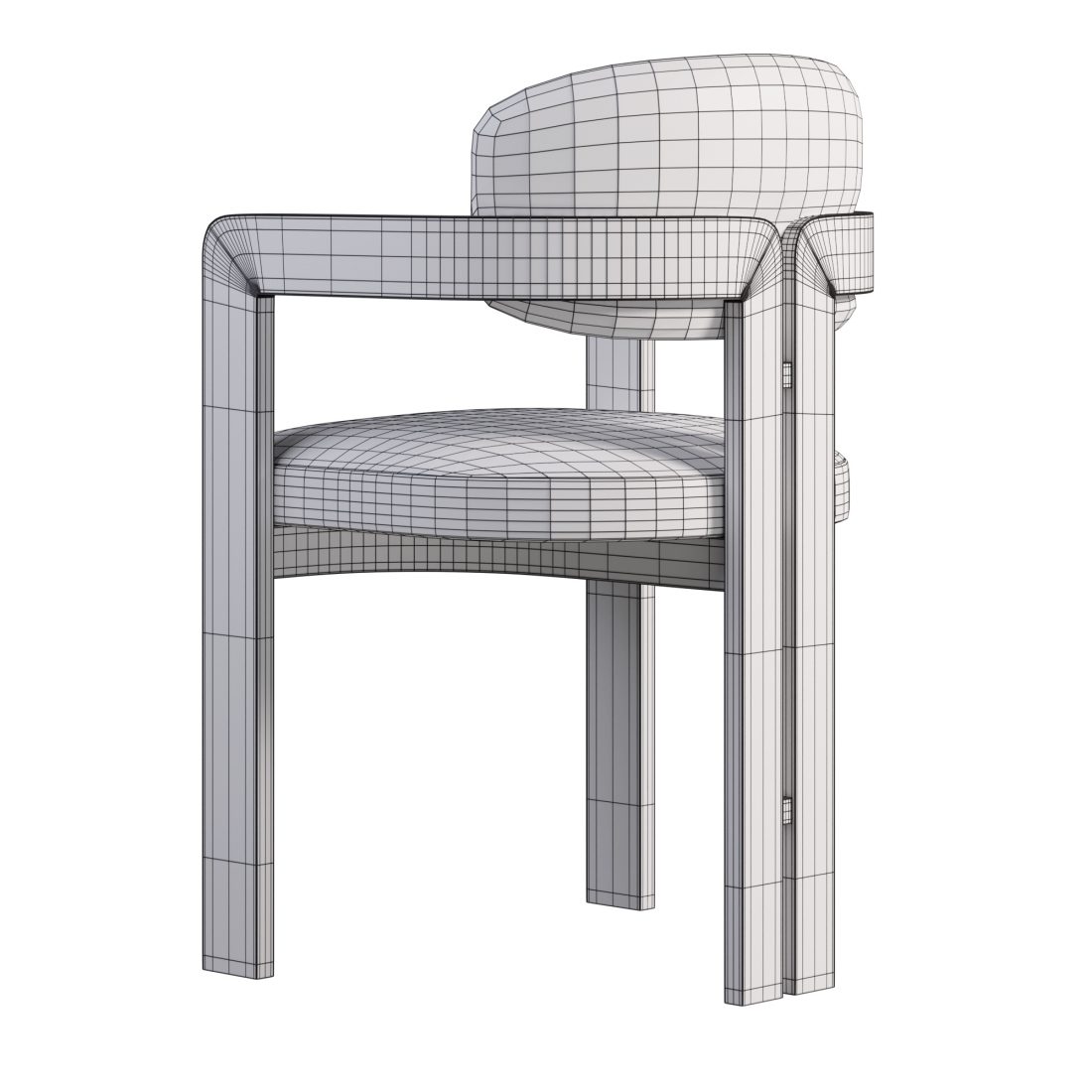 Curved Walnut Chair - 3D Model for