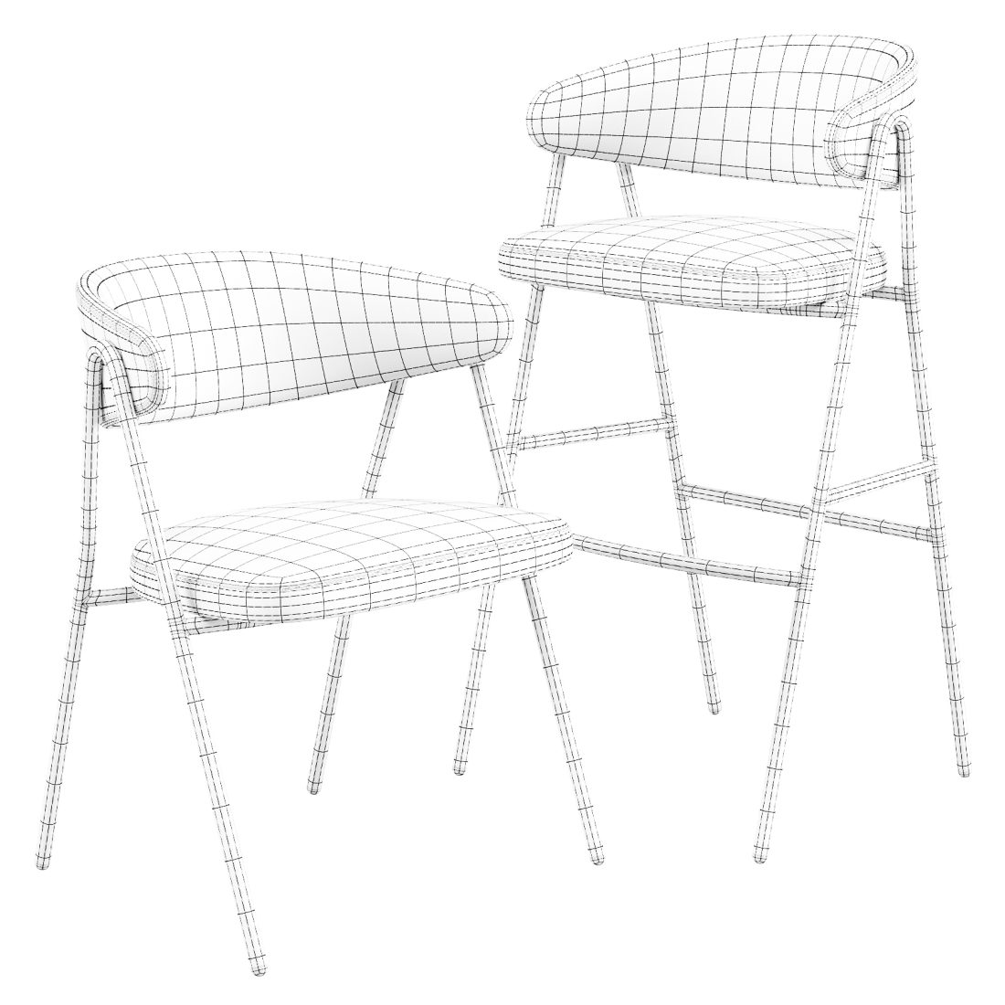 Parla: Chia - Dining Chair And Bar Stool - 3D Model for Corona