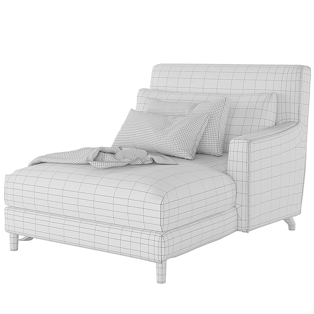 Daybed Folk - 3D Model for VRay, Corona