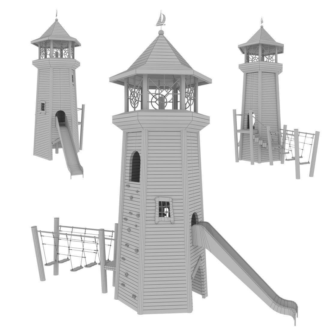 Game Complex Lighthouse - 3D Model for VRay, Corona