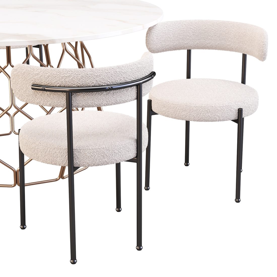 Dining Set: Cb2 (circuit Table And Inesse Chair) - 3D Model for Corona