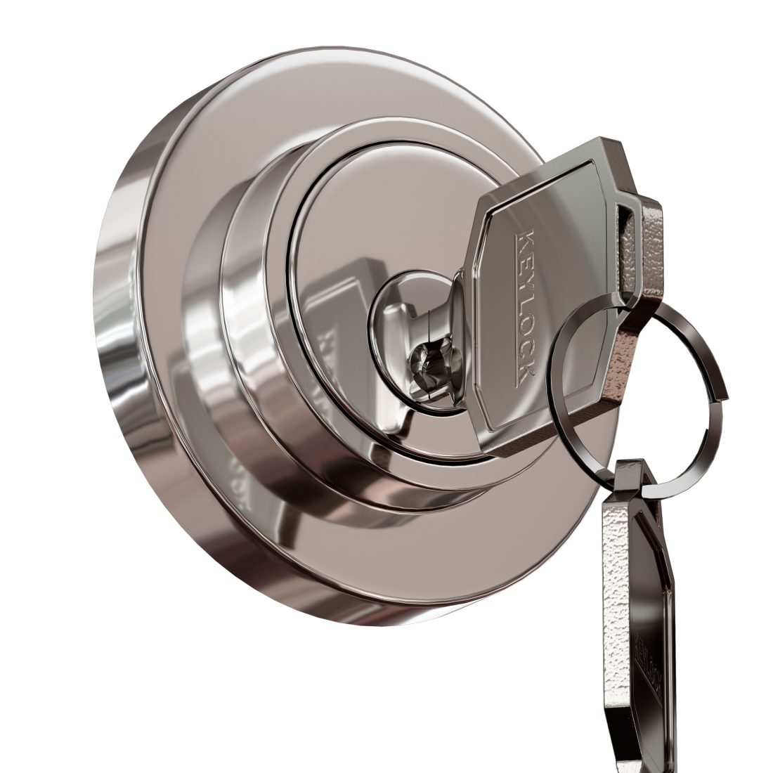 Chrome Plated Metal Door Handles Lock And Key 3D Model for FStorm, VRay ...