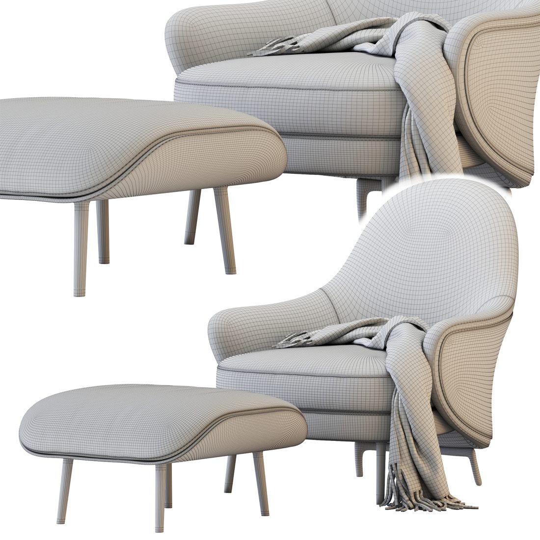 Minotti Angie - 3D Model for Corona