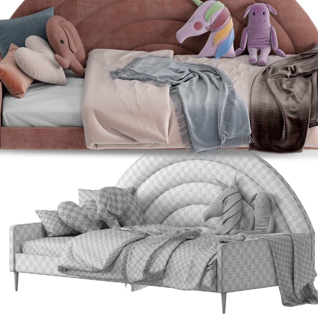 Rainbow Kids Daybed - 3D Model for VRay
