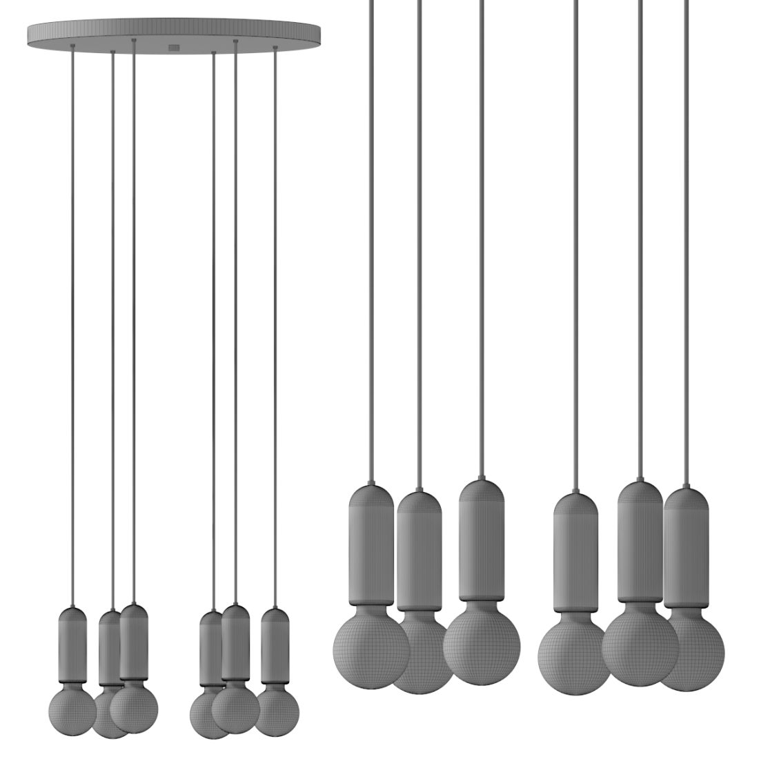 Beacon Lighting - Tetra 6 Light Pendant In Concret - 3D Model for VRay ...