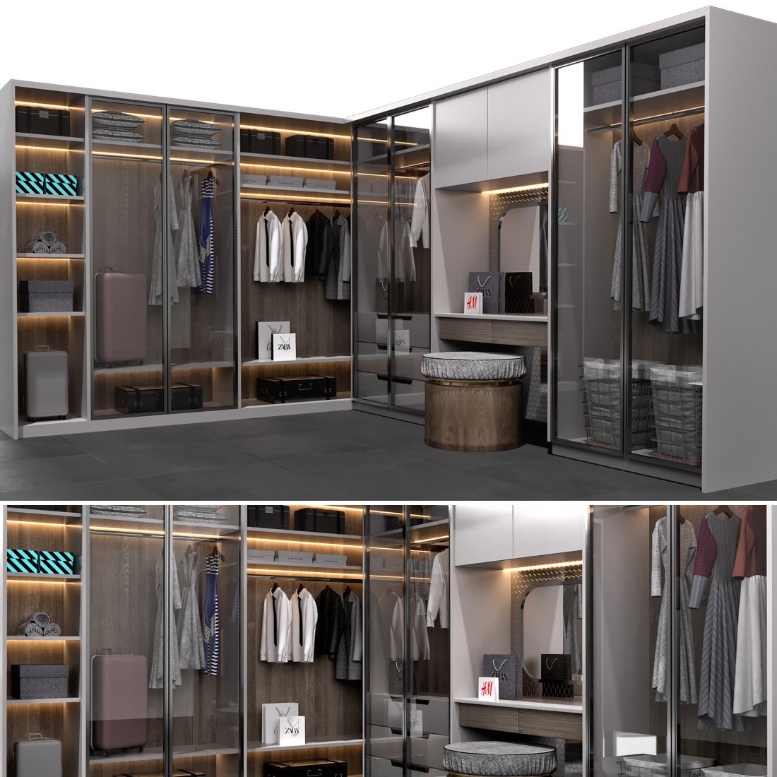 Wardrobe No15 - 3D Model for VRay, Corona
