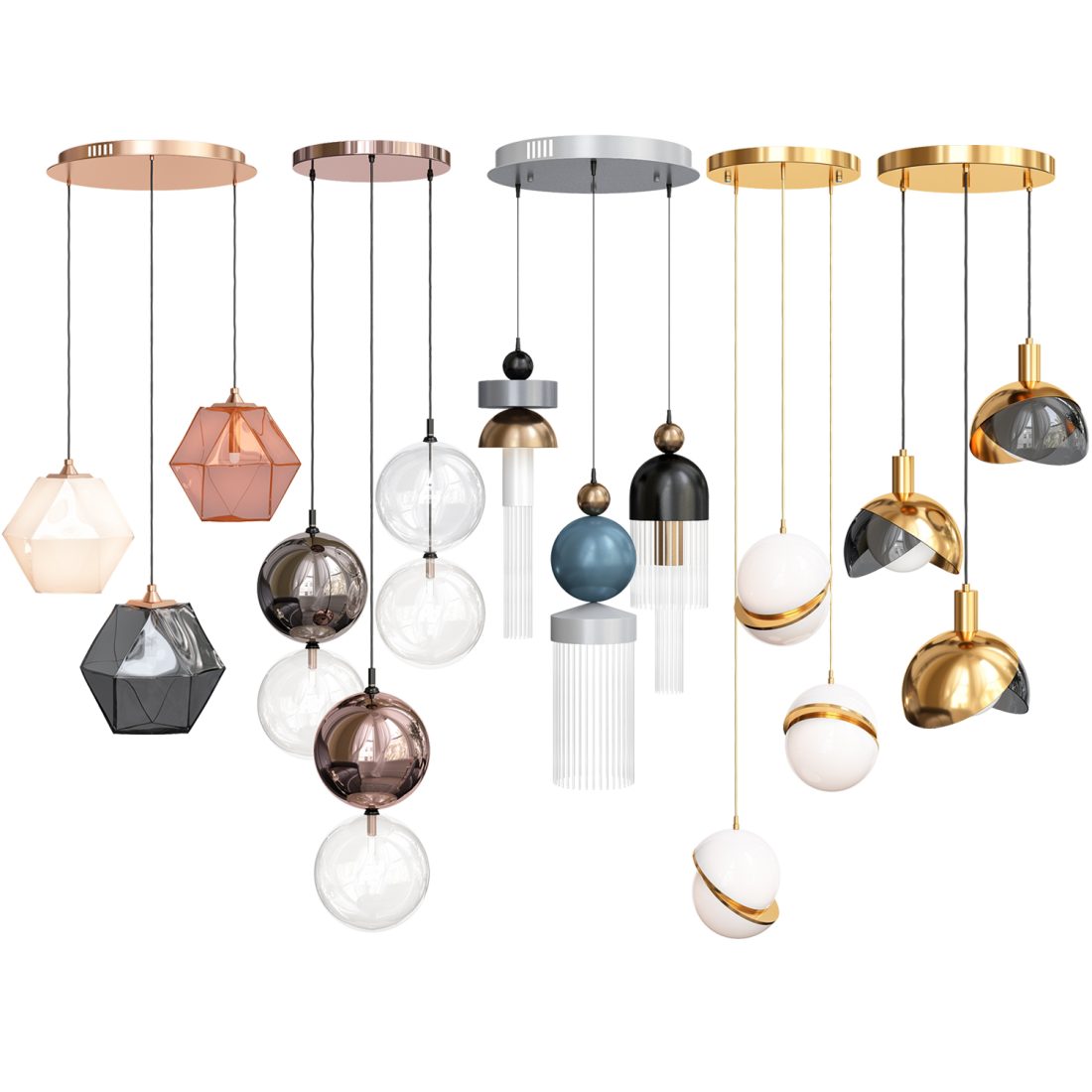 Exclusive Pendant Lights Set-14 - 3D Model for VRay