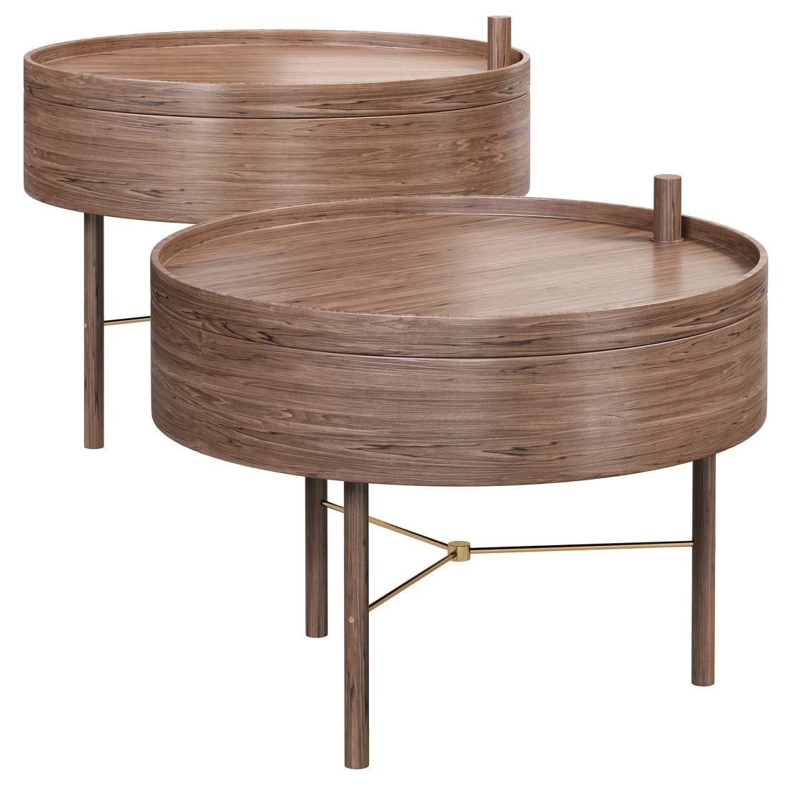 Modern Round Wood Rotating Tray Coffee Table By Ho - 3D Model for Corona