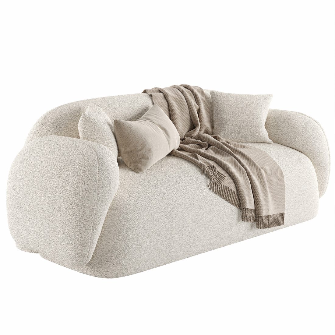 Dori Boucle Round Arm Sofa By Acanva - 3D Model for VRay, Corona