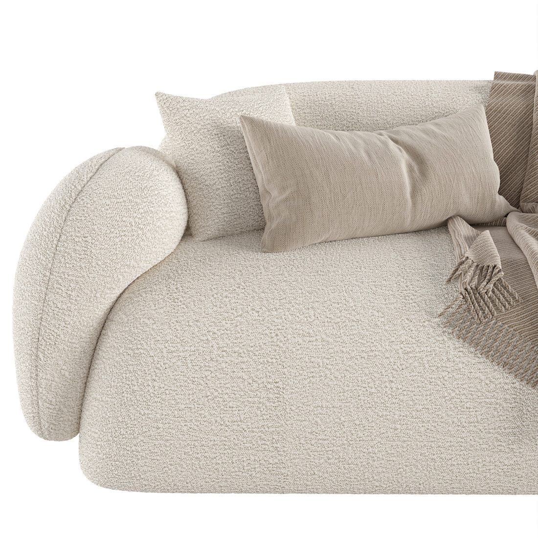 Dori Boucle Round Arm Sofa By Acanva - 3D Model for VRay, Corona