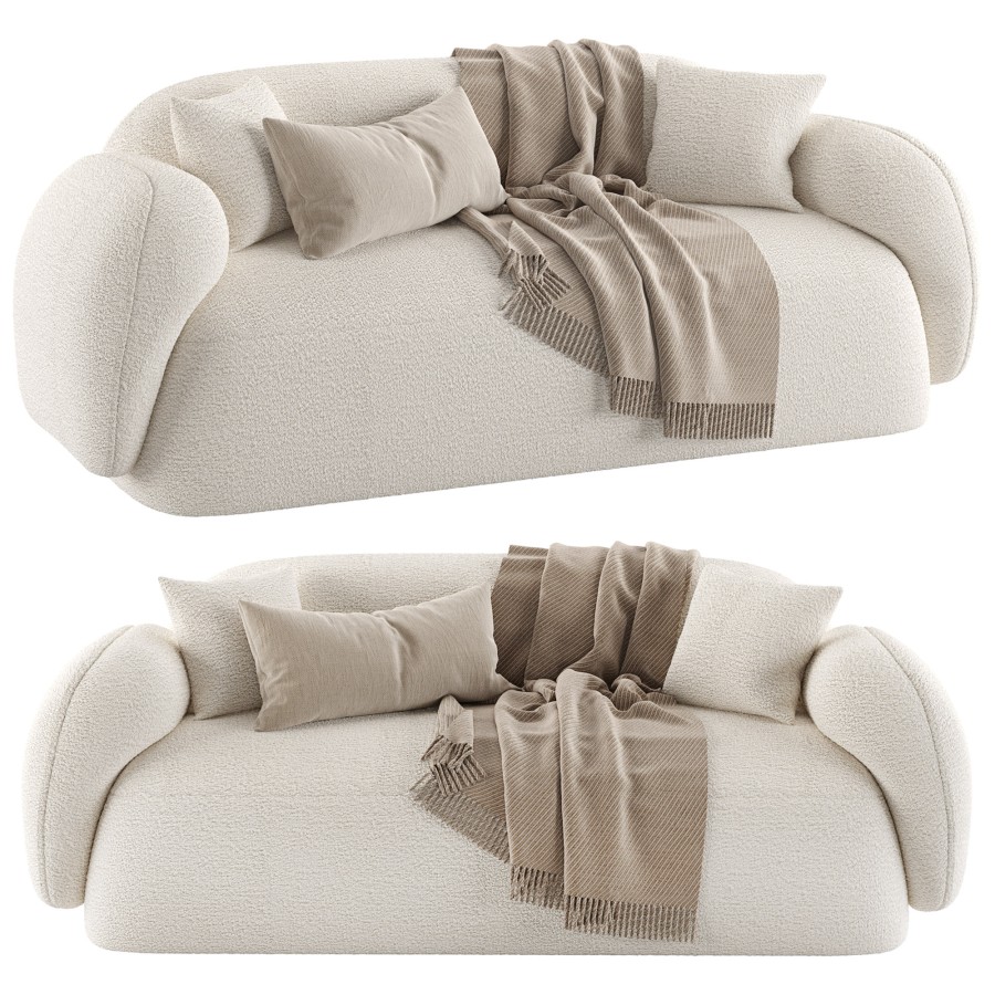 Dori Boucle Round Arm Sofa By Acanva - 3D Model for VRay, Corona
