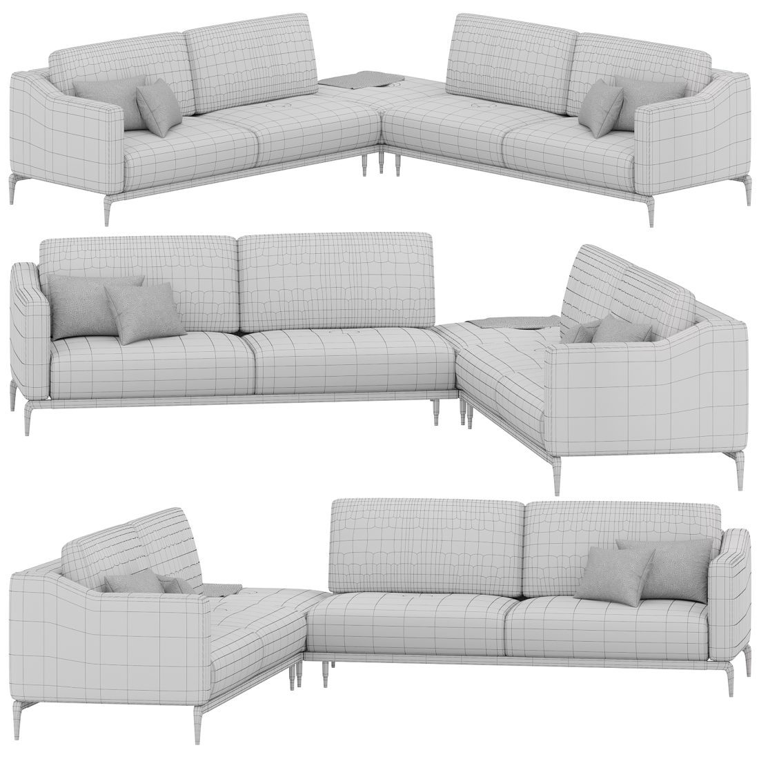 Milda Open Corner Sofa With Table By Lazzoni Furni 3D Model for Corona ...