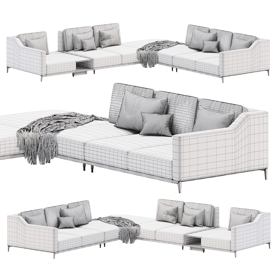Milda Open Corner Sofa By Lazzoni - 3D Model for Corona