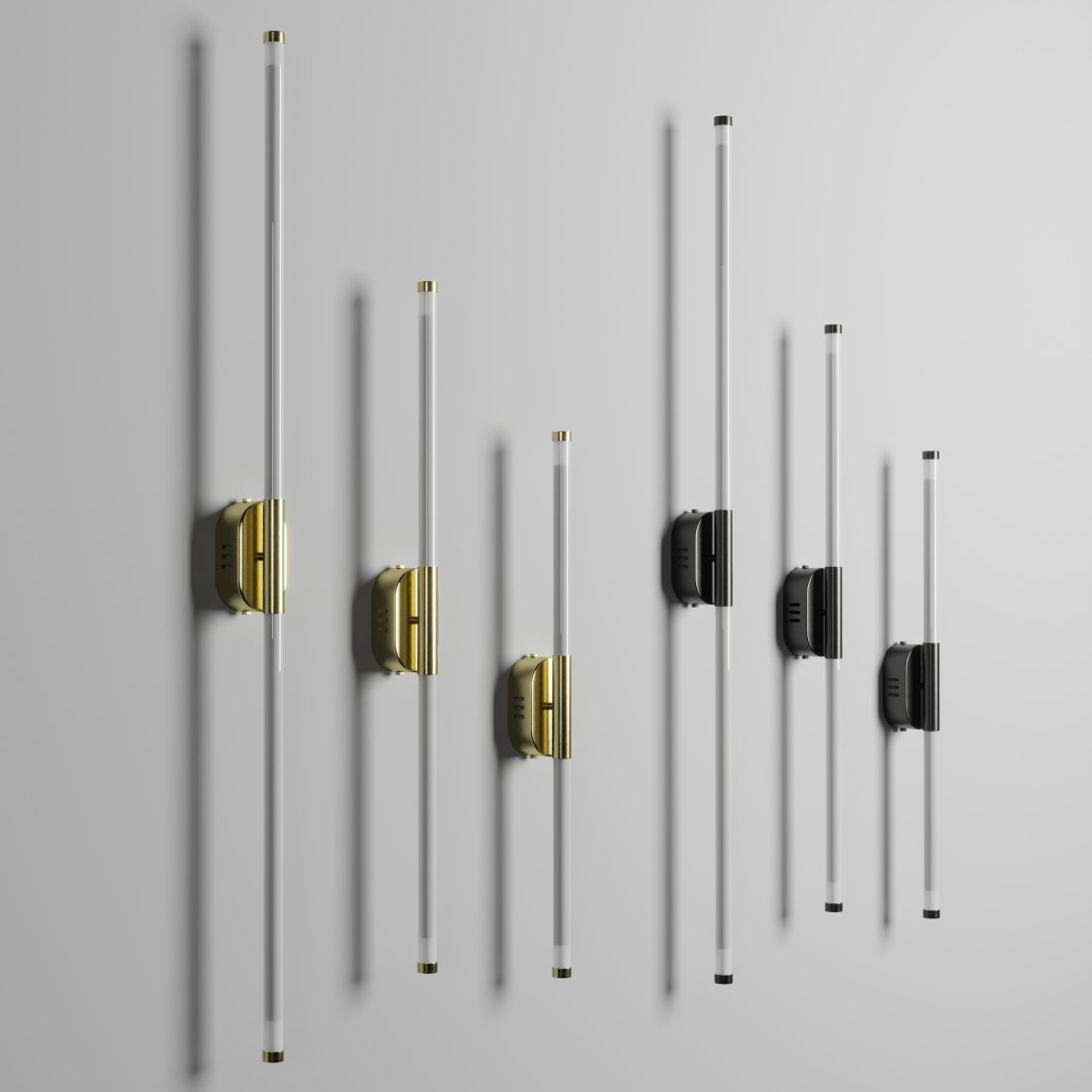 Rotatable Brass Rod Wall Lamp - 3D Model for VRay, Corona