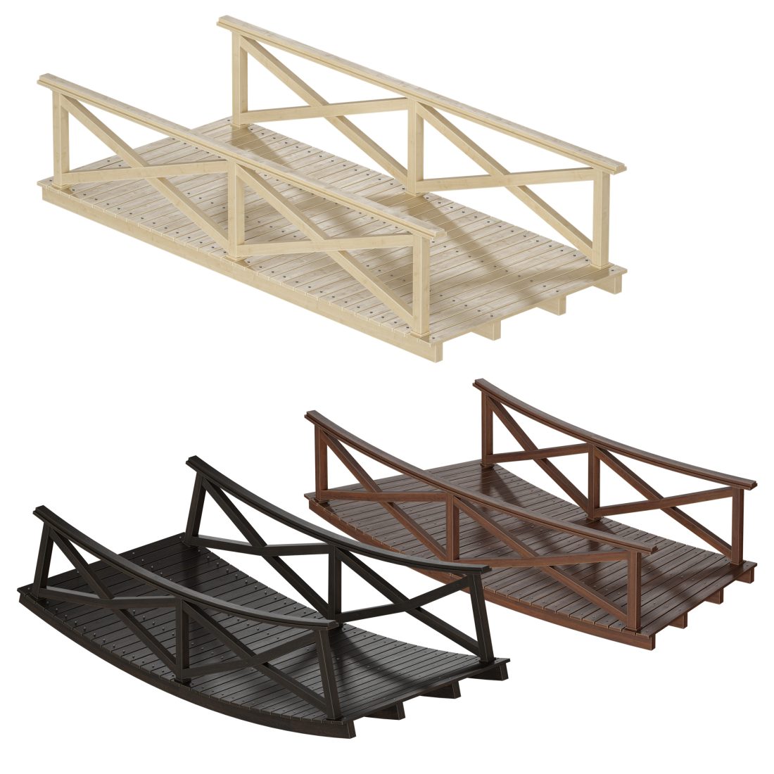 Wooden Plank Arch Bridge 3D Model for FStorm, VRay, Corona | CGMood
