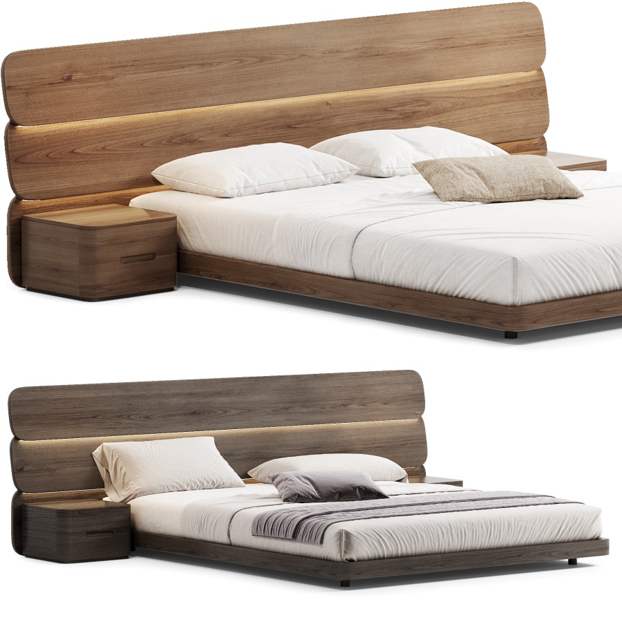 Double Bed 01 - 3D Model for Corona