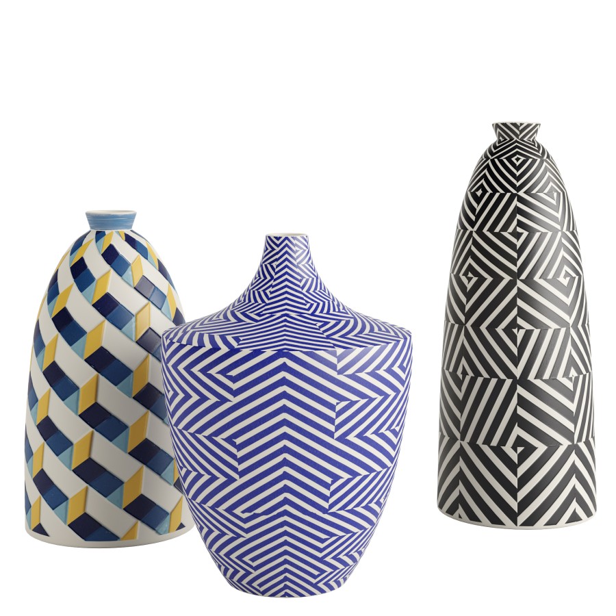 Cody Hoyt Geometric Ceramic Vase Collection - 3D Model for Corona