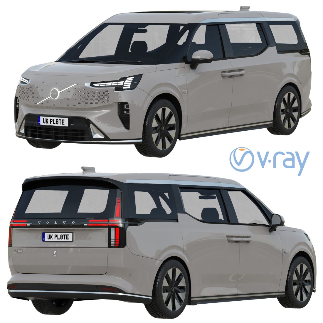 Volvo EM90 - 3D Model for VRay