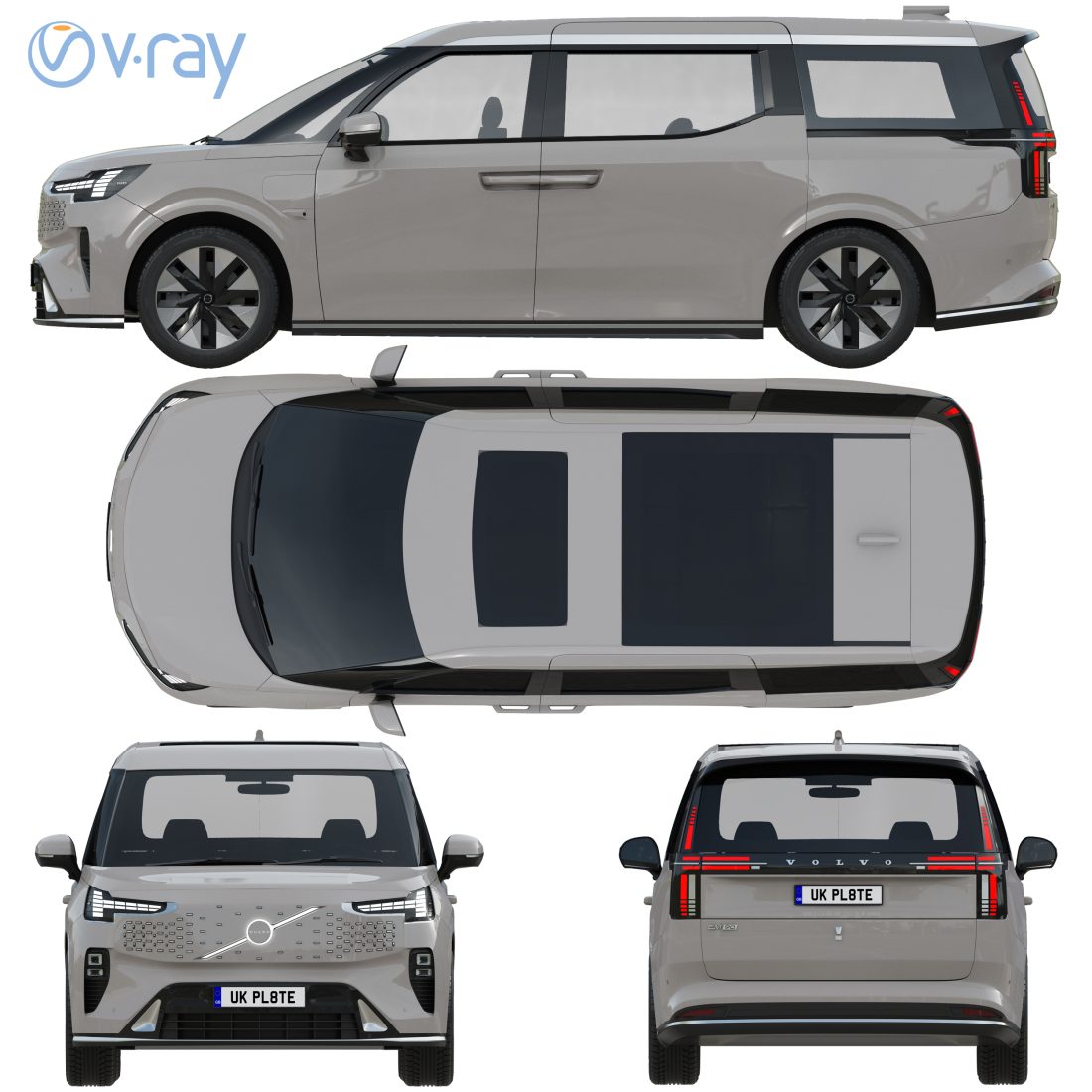 Volvo EM90 - 3D Model for VRay