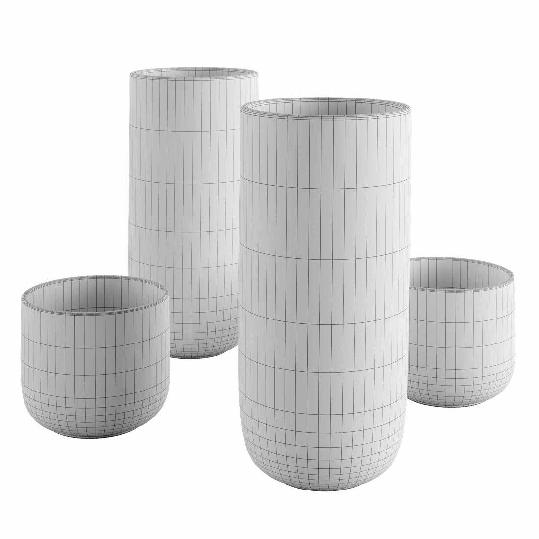Modern Abstract Design Vases - 3D Model for Corona