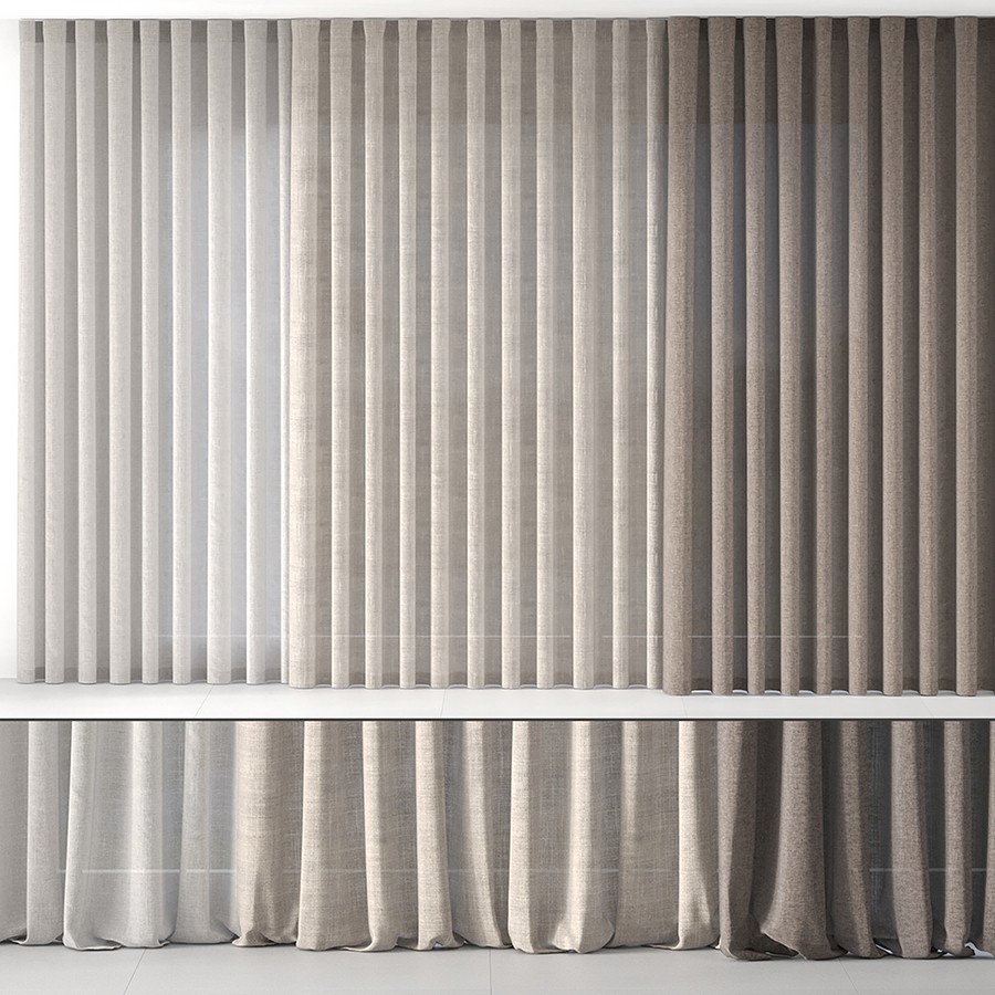 Curtains 2 Options - 3D Model for VRay, Corona