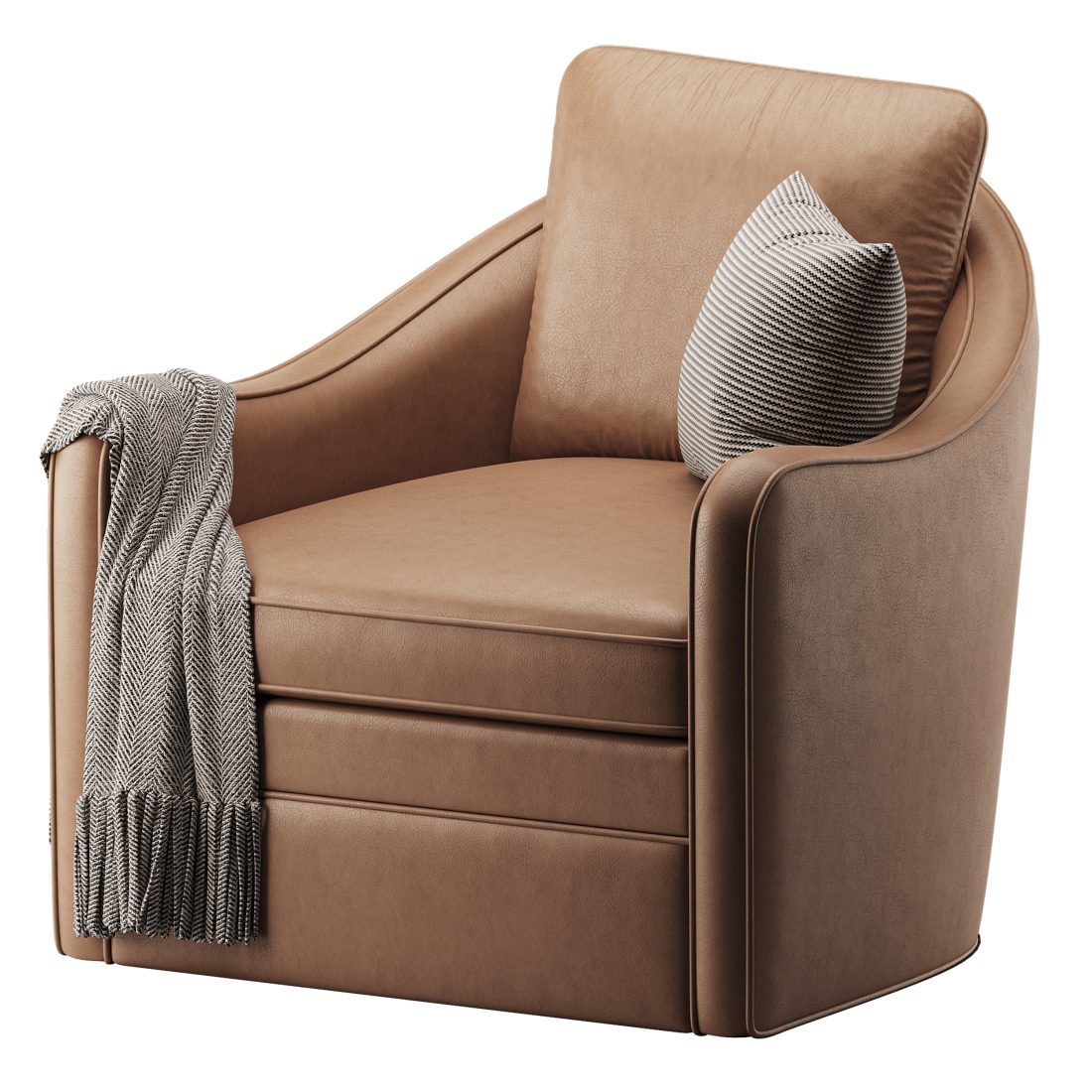 Wide Seat Lounge Swivel Arm Chair - 3D Model for Corona
