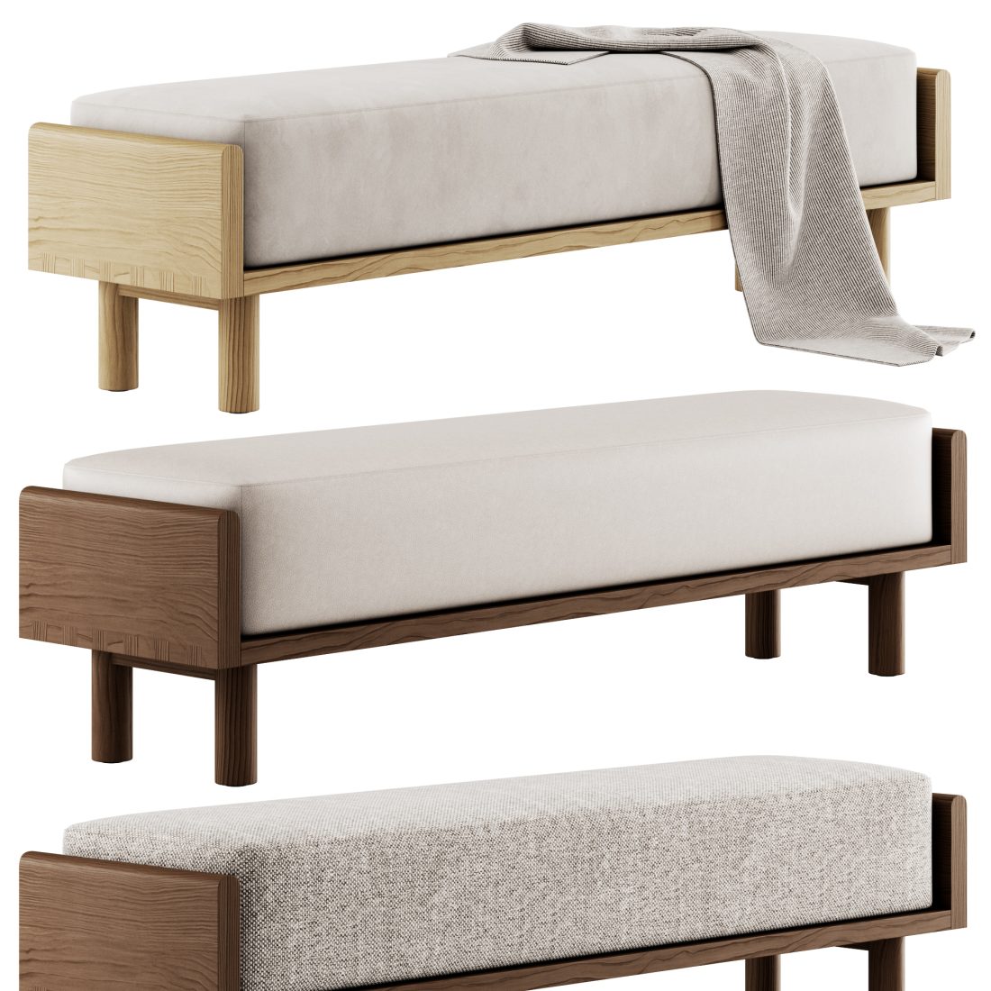 Helm Upholstered Bench By The Citizenry 3D Model for VRay | CGMood