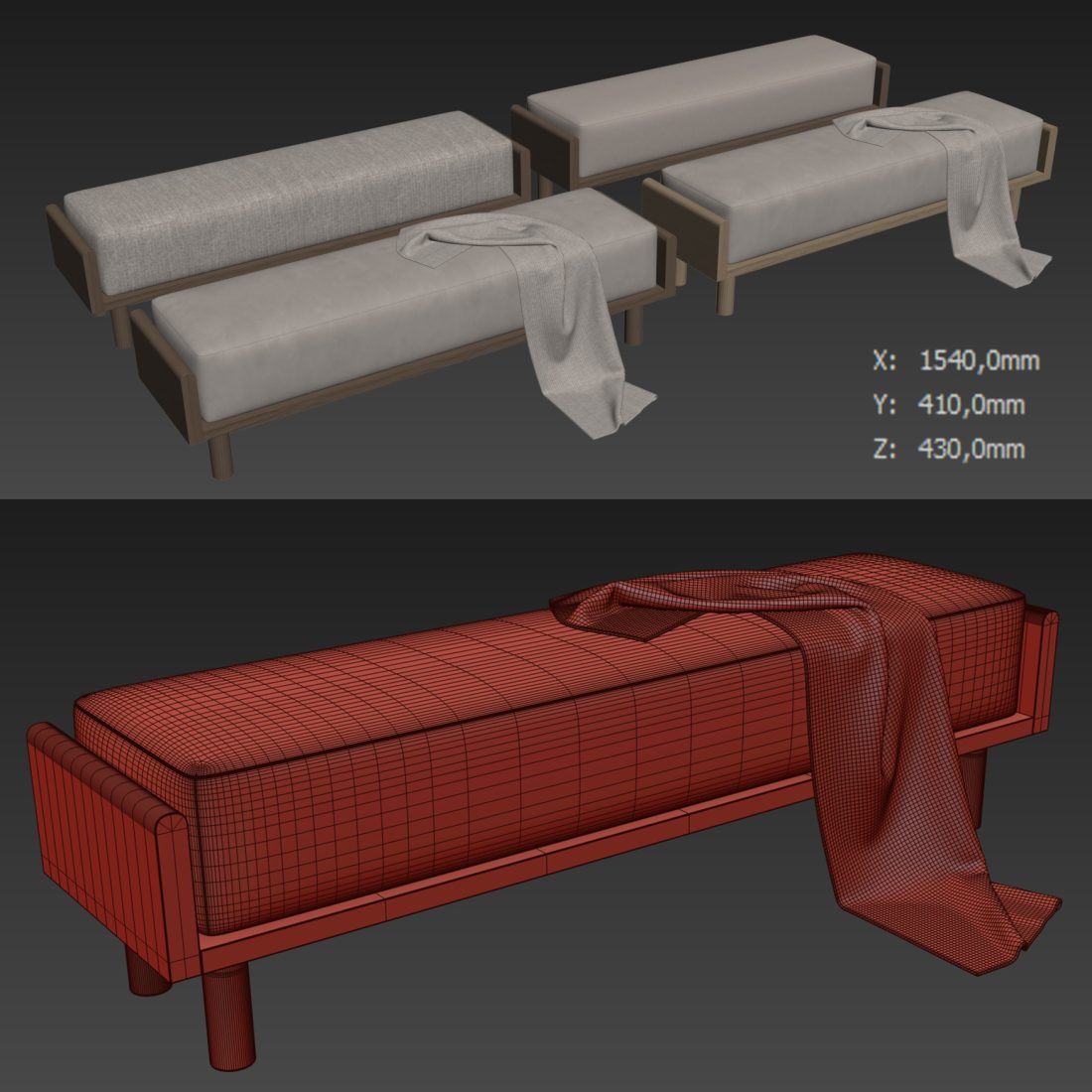 Helm Upholstered Bench By The Citizenry 3D Model for VRay | CGMood