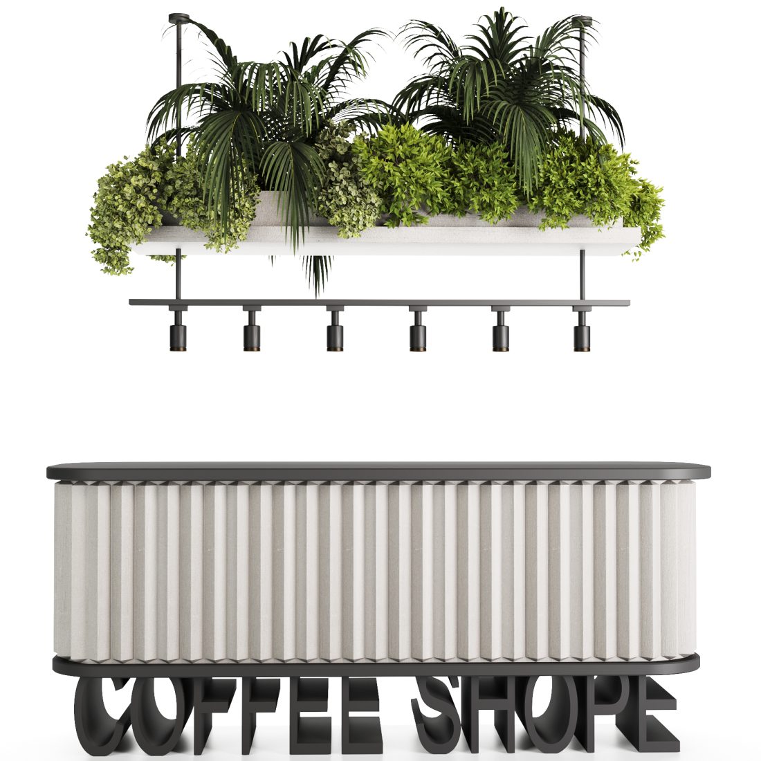Reception Desk With Hanging Plants - Set11 - 3D Model for Corona