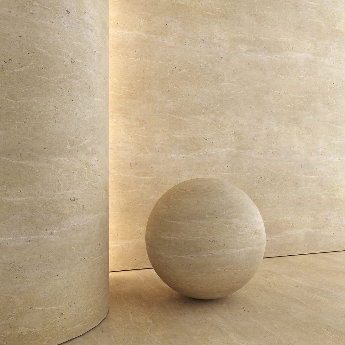 Brushed Limestone 04 - 3D Model for VRay, Corona
