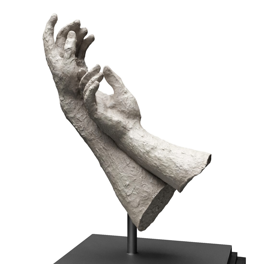 Stroking Hands Sculpture - 3D Model for VRay, Corona