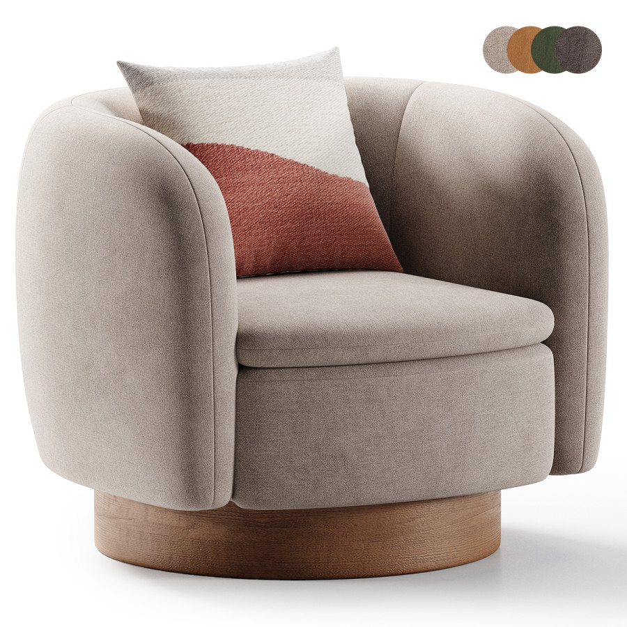 Muir Camel Velvet Swivel Chair - 3D Model for Corona