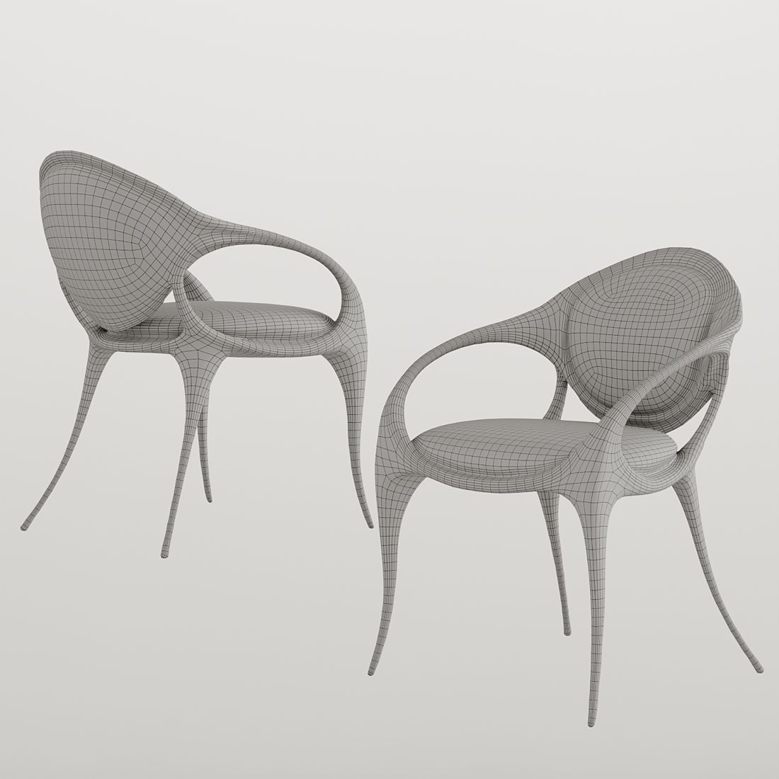 Modern Light Luxury Dining Chair Side Chair - 3D Model for Corona
