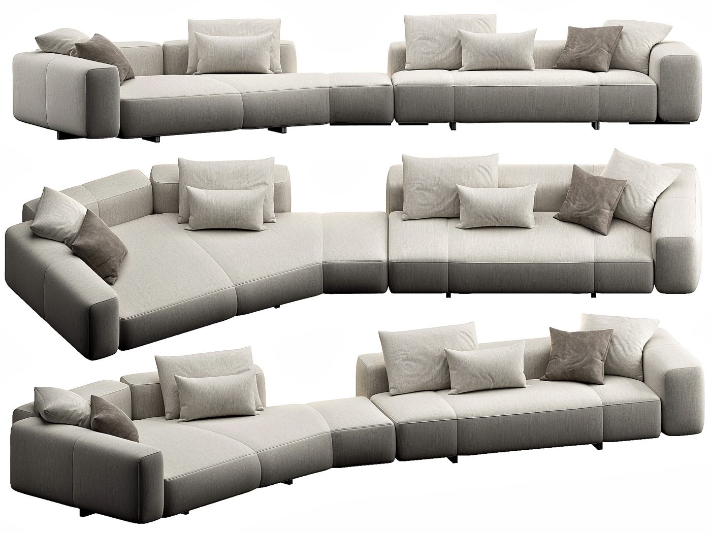 Yves Sofa 3 - 3D Model for VRay, Corona