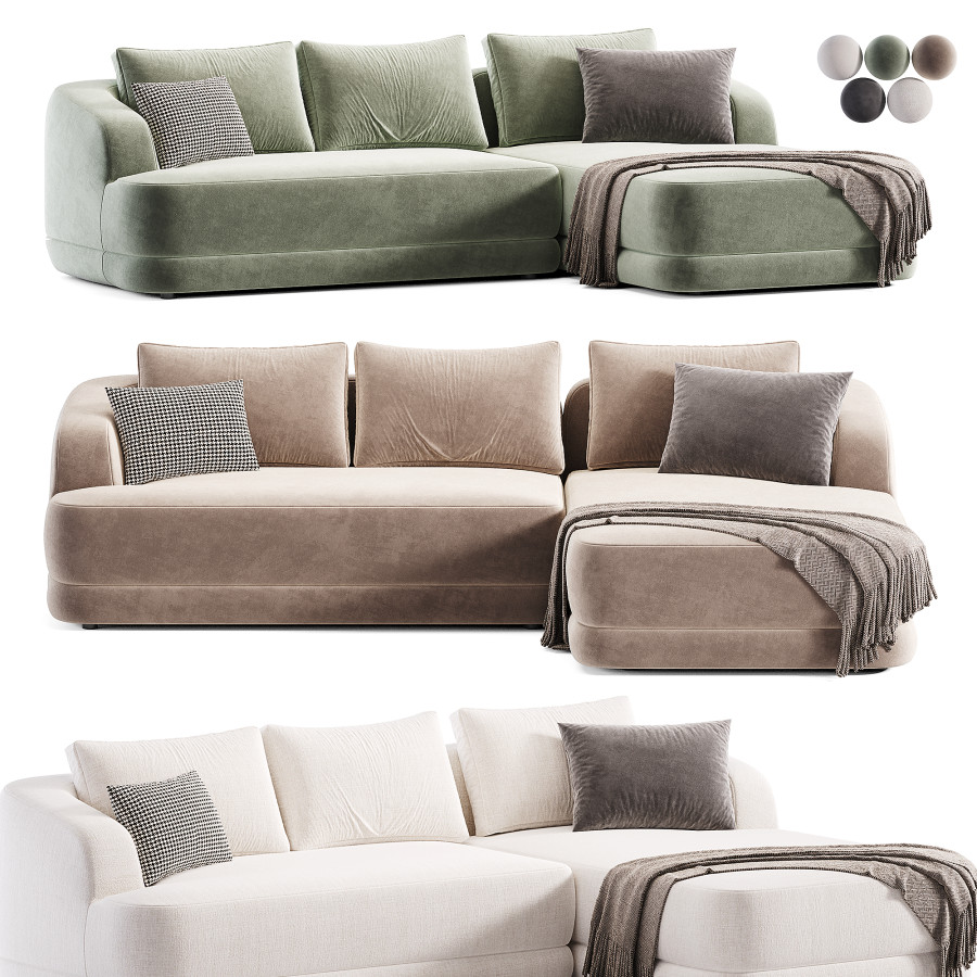 Louis Performance Boucle Sectional Sofa 3D Model for Corona | CGMood