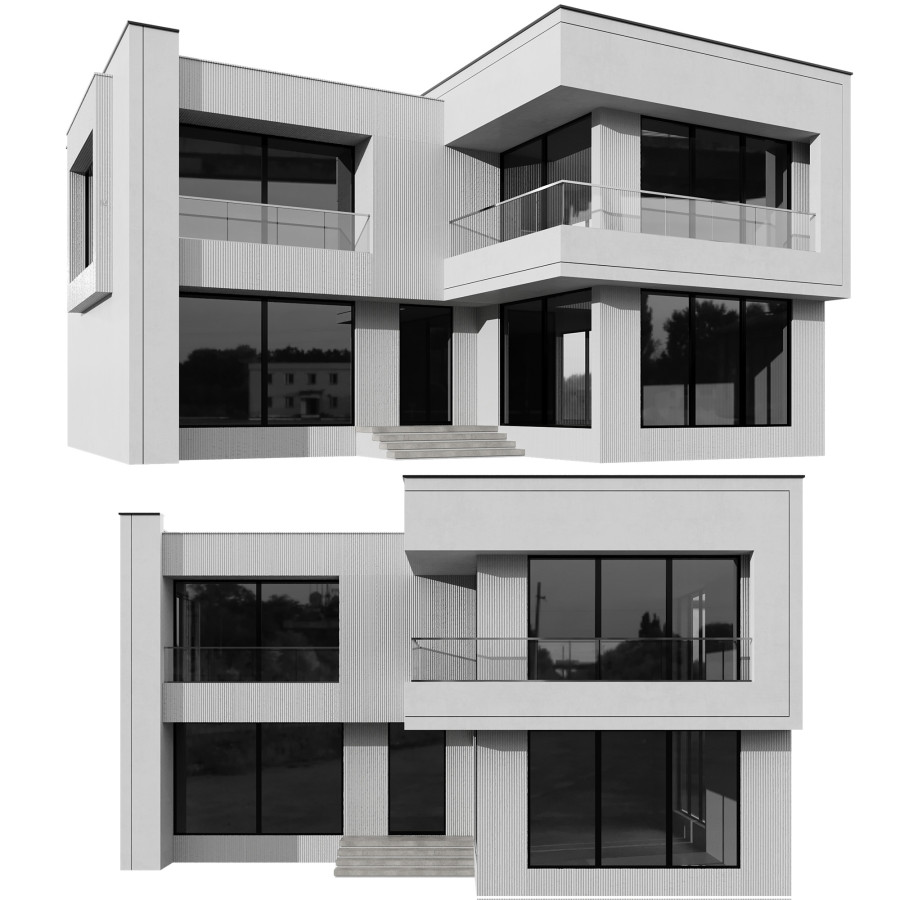 Modern House No25 - 3D Model for VRay, Corona