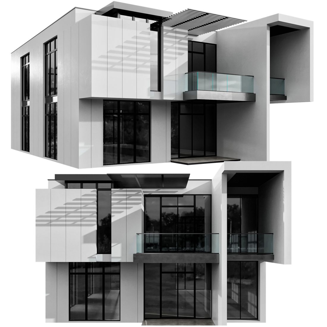 Modern House No25 - 3D Model for VRay, Corona