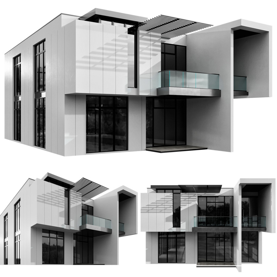 Modern House No25 - 3D Model for VRay, Corona