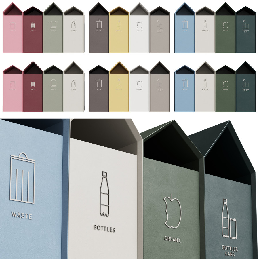 527 Exterior And Architecture 19 Trash Cans Recycl - 3D Model for VRay ...