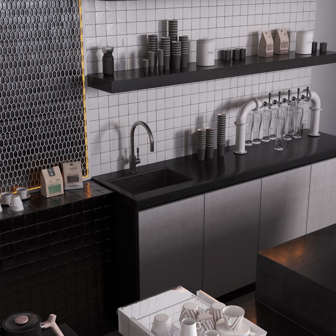 Coffee Shop Counter - 3D Model for Corona