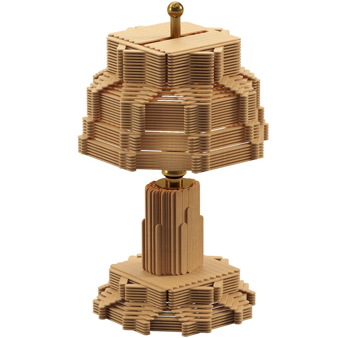 Tramp Art Popsicle Stick Lamp 3D Model for Corona | CGMood