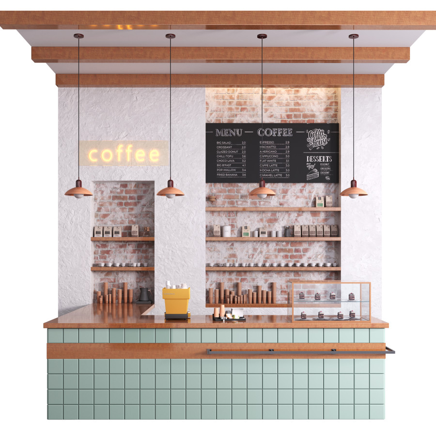 Coffee Shop Counter 3D Model for Corona | CGMood